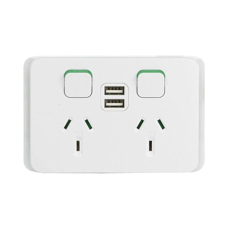 Clipsal Iconic 3025USB2-VW | 10 AMP Double Power Point With 2.1 AMP US ...