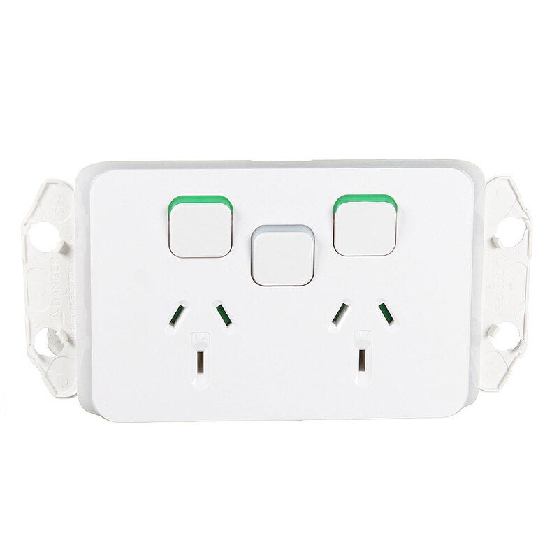 Clipsal Iconic 3025XA-VW | 10 AMP Double Power Point Extra Switch | Vi ...