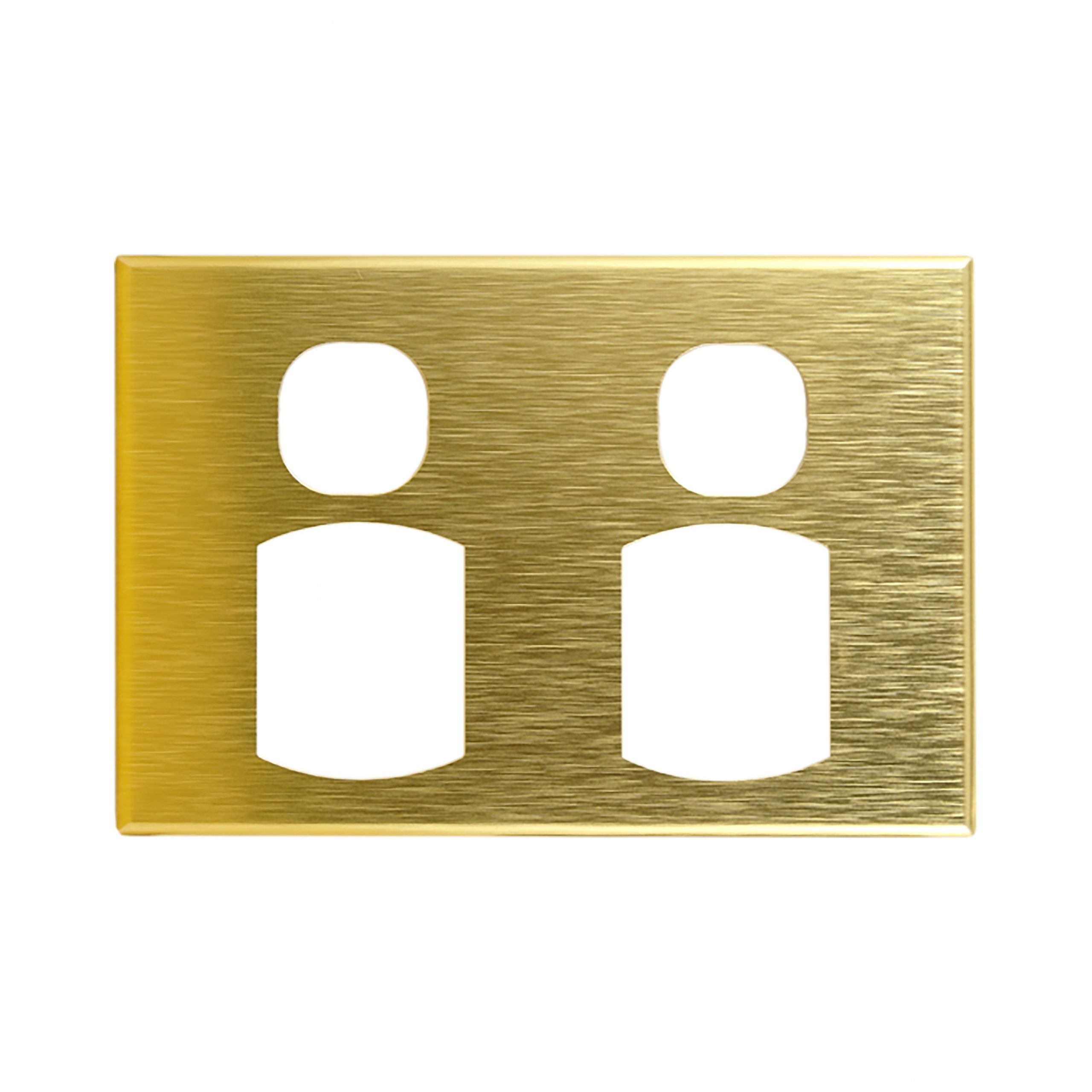 Brushed Brass Cover Plate Double GPO GEO – DZ ELECTRICAL PRODUCTS