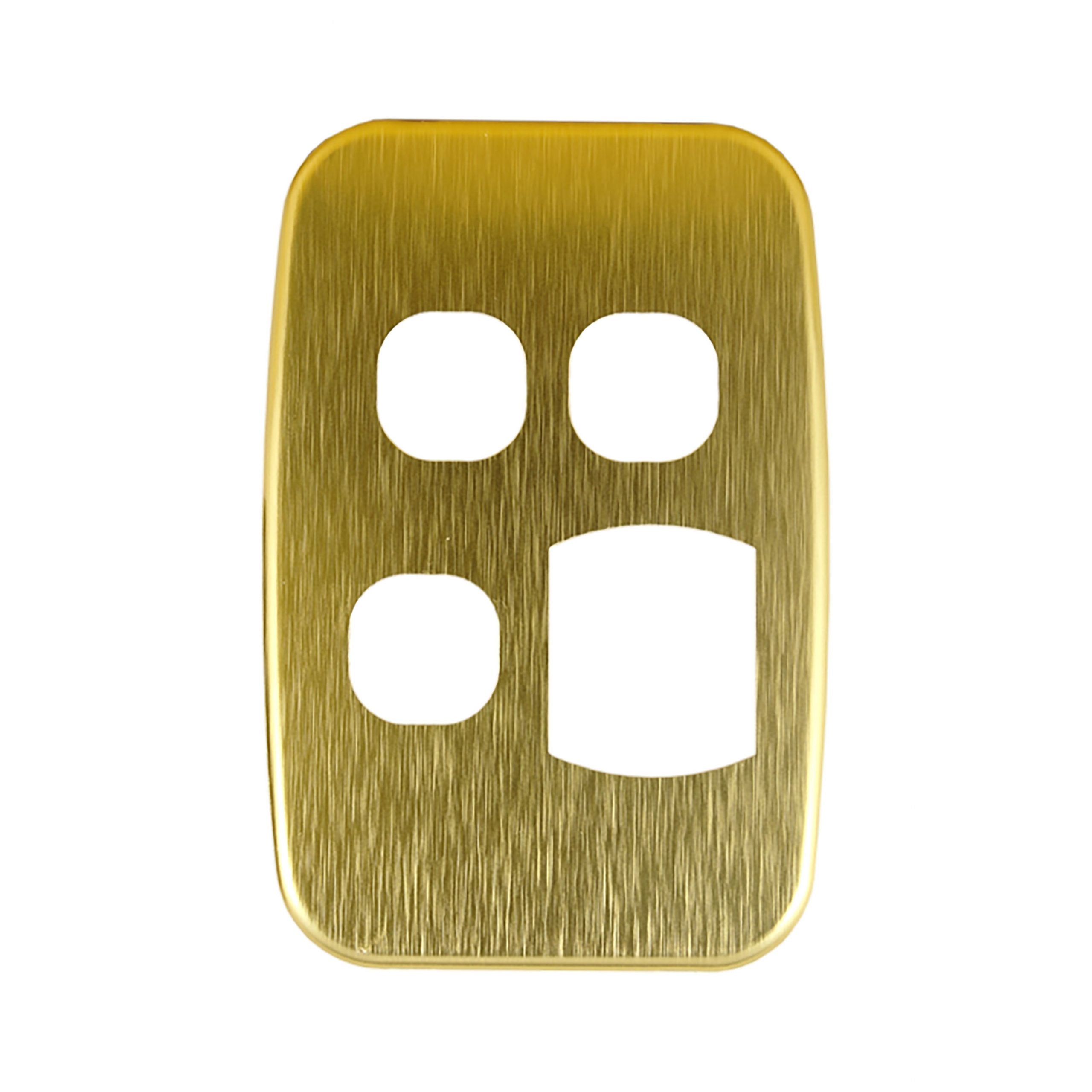 Brushed Brass Cover Plate Single GPO Vertical + 2 Extra Switch LUNA ...