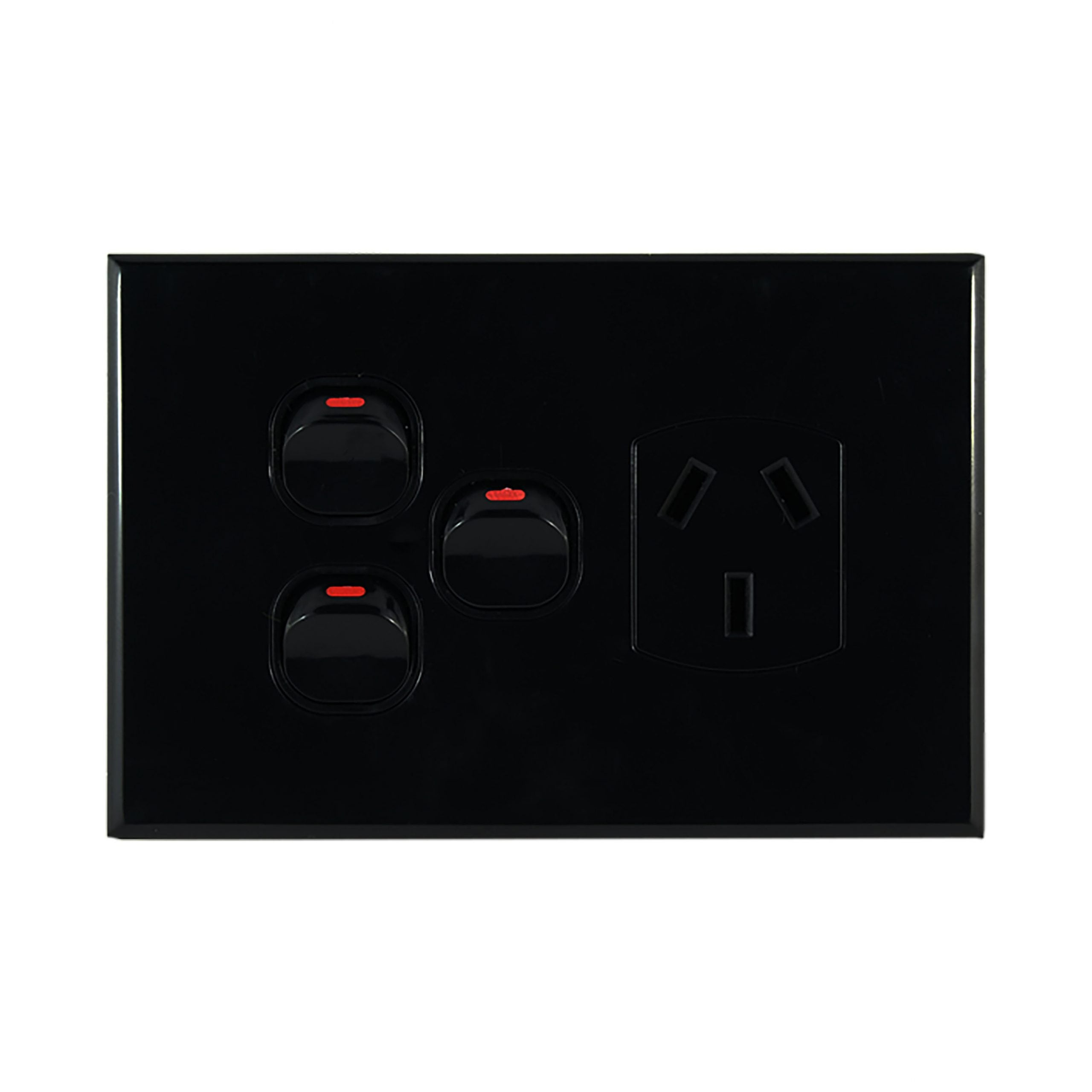 Single Power Point with 2 Extra Switches – BLACK – DZ ELECTRICAL PRODUCTS
