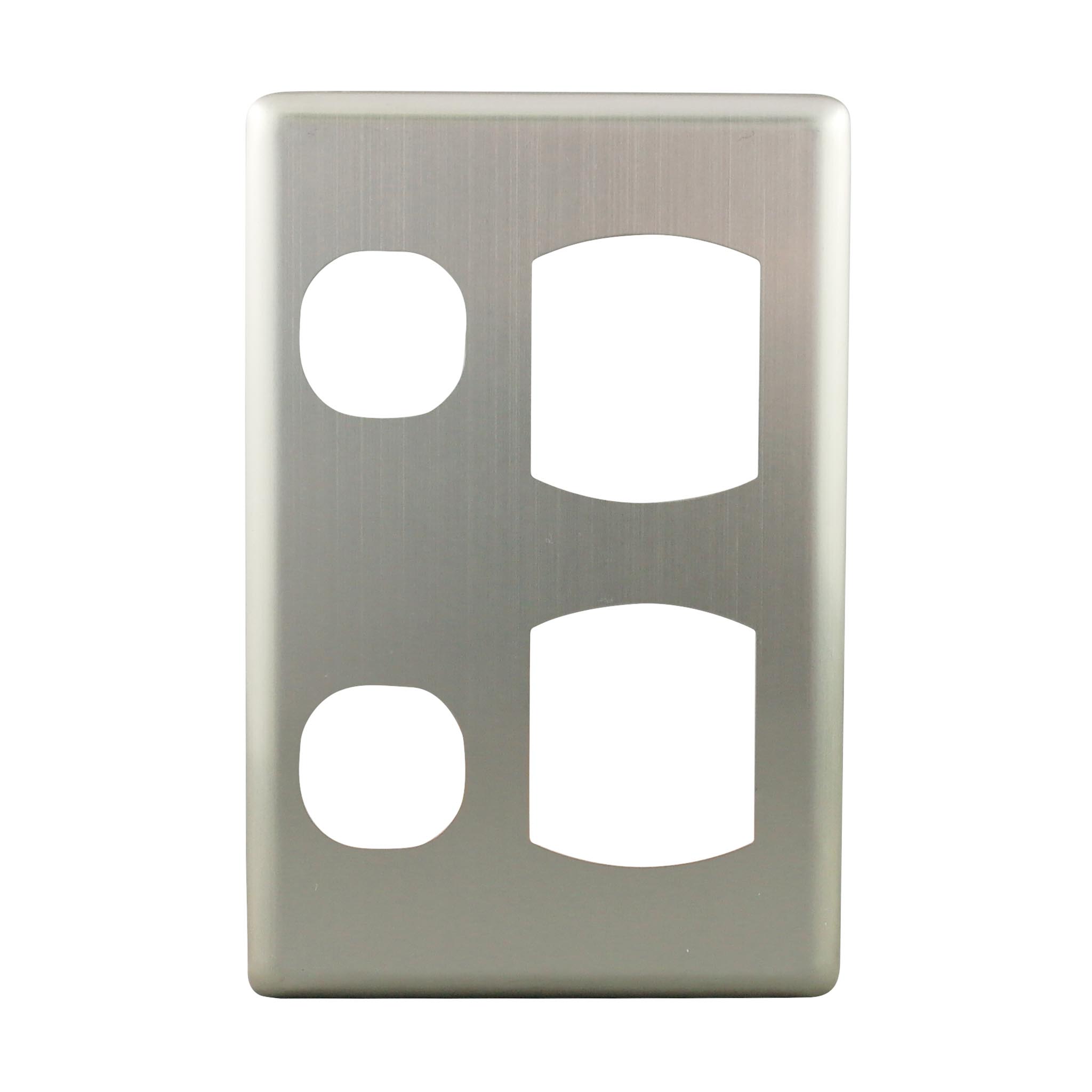 Metal Cover Plate Double Power Point – VERTICAL – DZ ELECTRICAL PRODUCTS