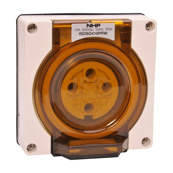 NHP ISO Socket Outlet, 4 Round Pins 10A 500V AC, w/o Base, Resistant W ...