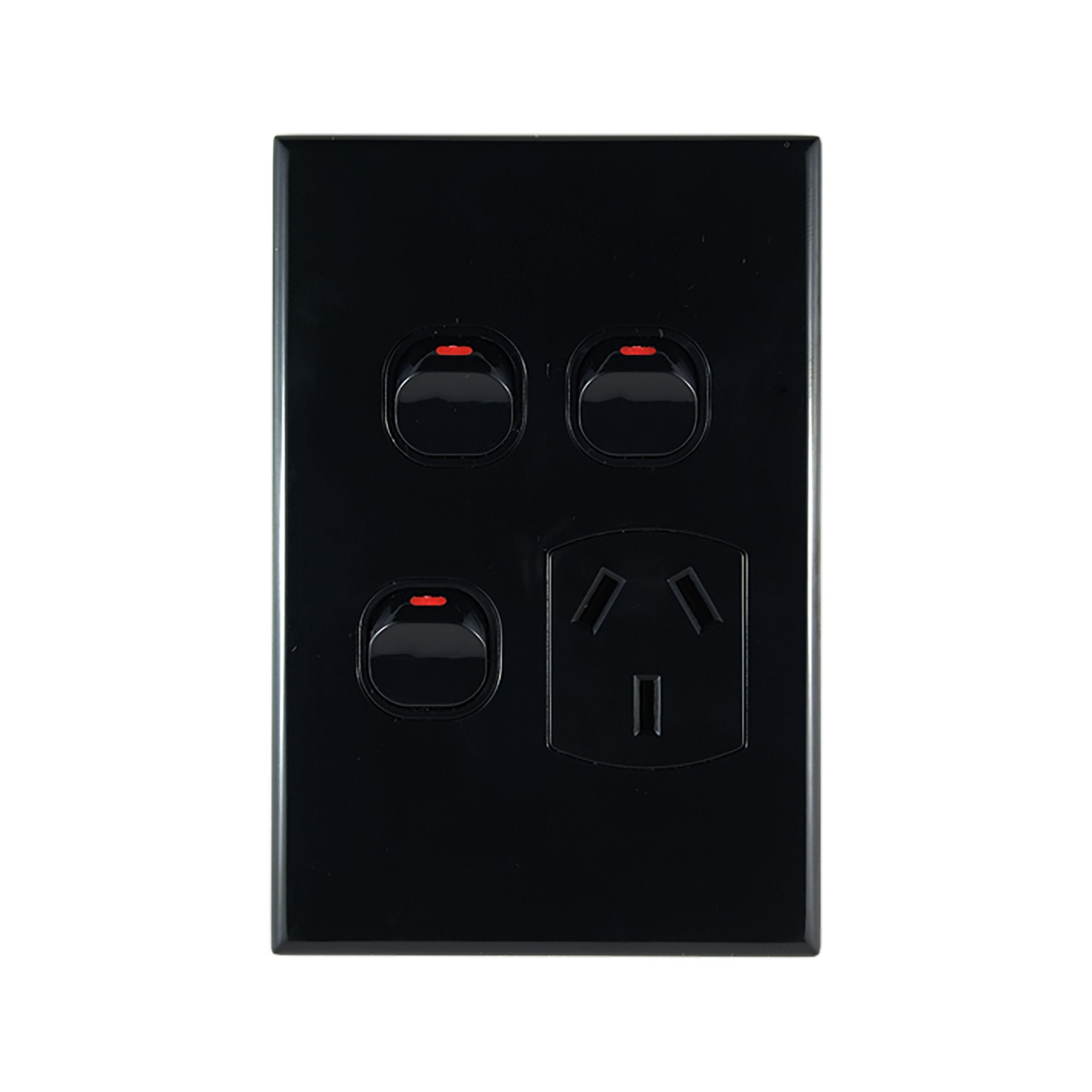 Single Power Point with 2 Extra Switches – VERTICAL BLACK – DZ ...