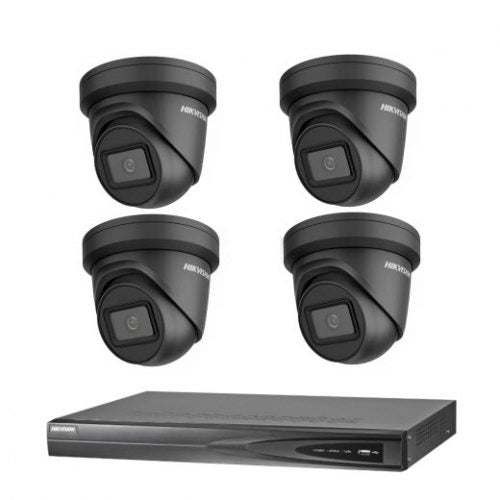 8MP 4CH Hikvision CCTV Kit: 4 x Outdoor Turret Black Shadow Series + 4 ...